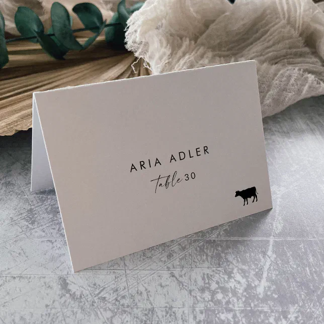 Modern Script Beef Menu Option Wedding Place Cards | Zazzle