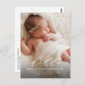Modern Script Birth Announcement Postcard | Zazzle
