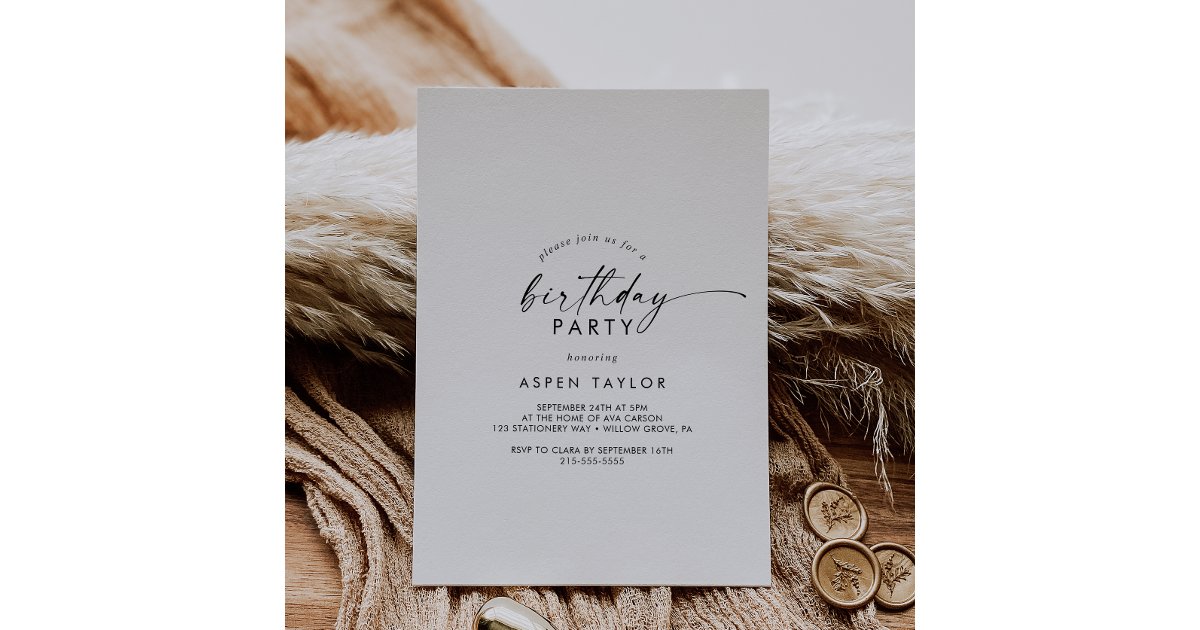 Modern Script Birthday Party Invitation | Zazzle