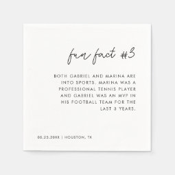 Modern Script Black and White Fun Fact # 3 Wedding Napkins | Zazzle