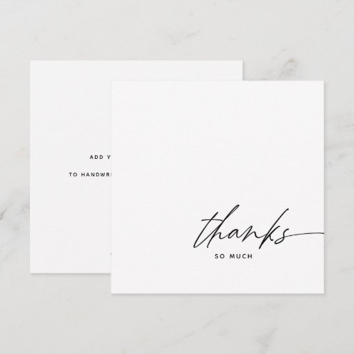 Modern Script Black and White Thanks Thank You Card | Zazzle