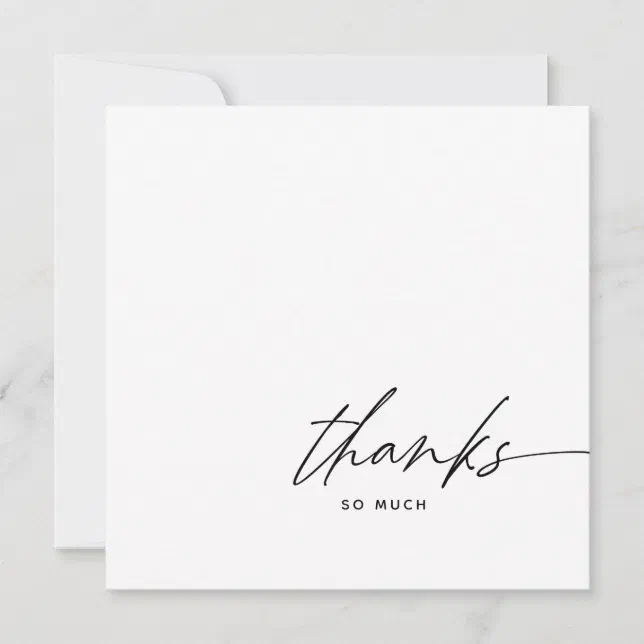 Modern Script Black and White Thanks Thank You Card | Zazzle