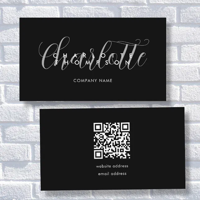 Modern Script Black Business Card Template | Zazzle