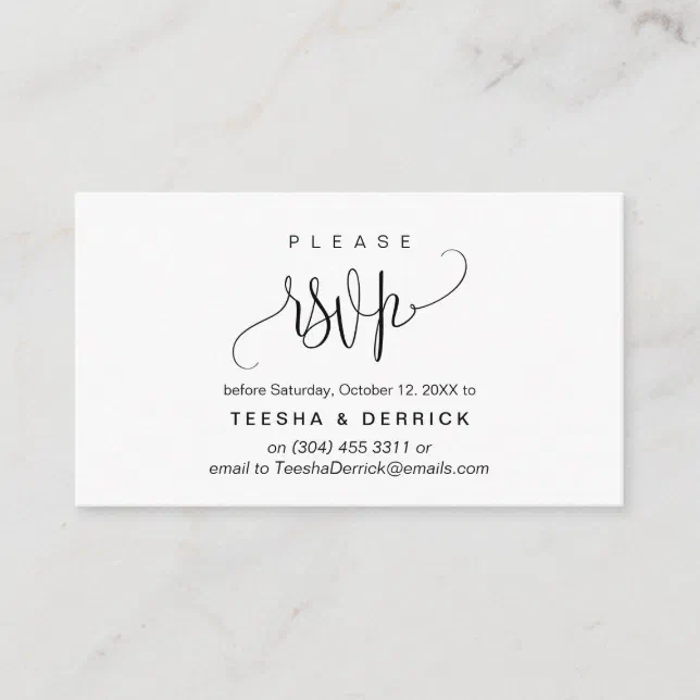Modern Script, Black font, Party Celebration RSVP Enclosure Card | Zazzle
