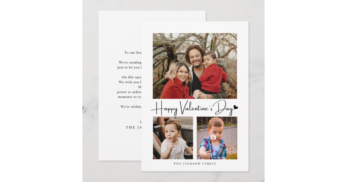 Modern Script Black Heart Valentine's Card Photo | Zazzle
