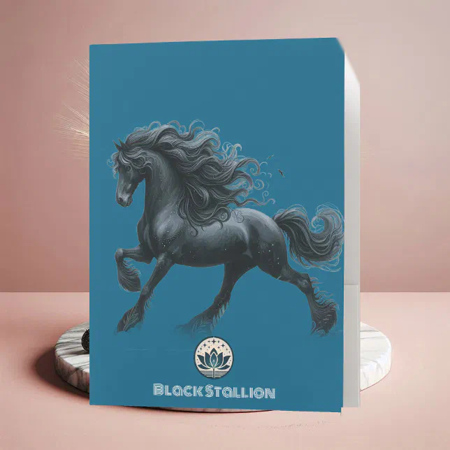 Modern Script Black Stallion Bold Mystic Logo Chic Pocket Folder | Zazzle
