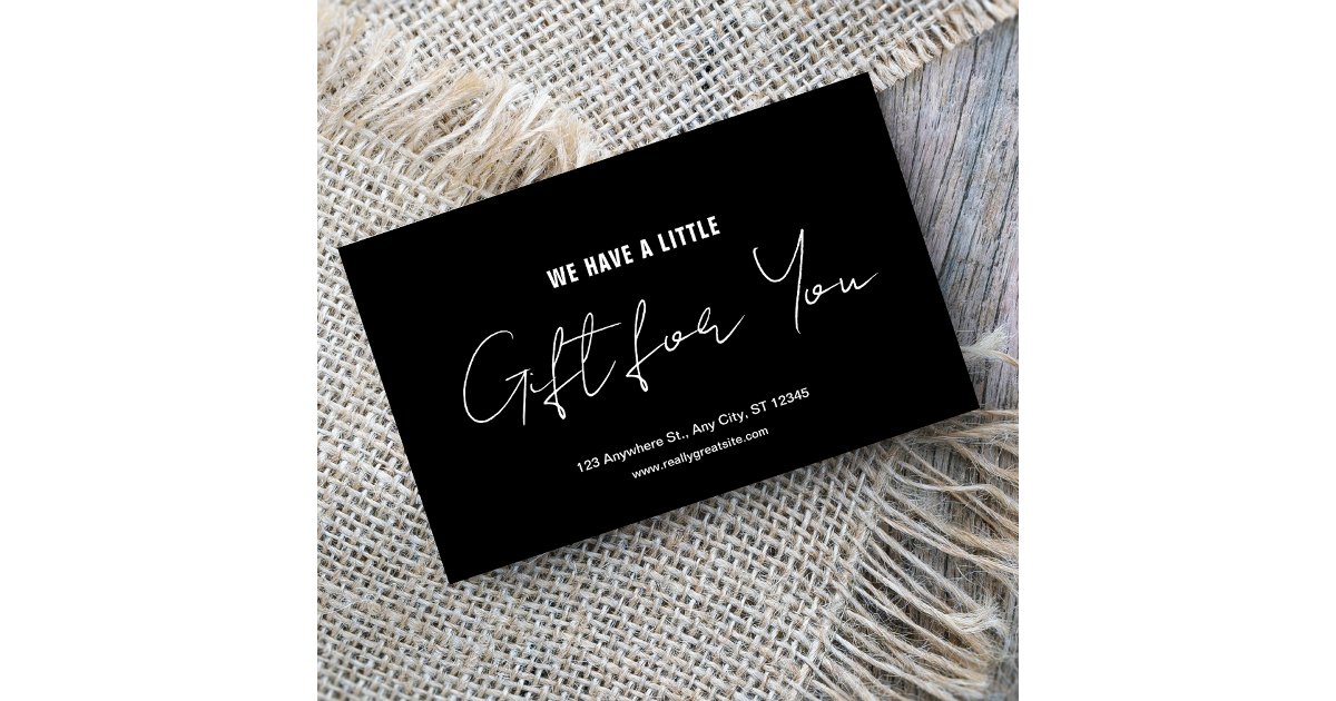 Modern Script Black & White Gift Voucher | Zazzle