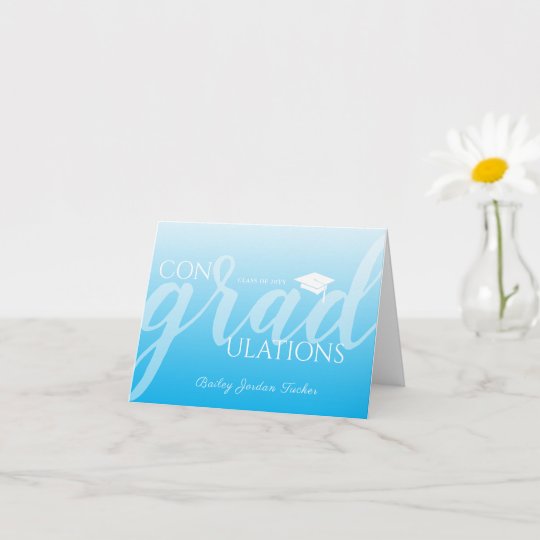 Modern Script Blue Graduation Congratulations Card | Zazzle.com
