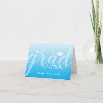 Modern Script Blue Graduation Congratulations Card | Zazzle