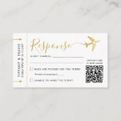 Modern Script Boarding Pass Ticket Mini QR RSVP Enclosure Card | Zazzle