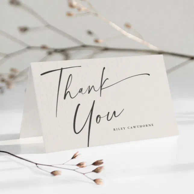 Modern Script Boho Bridal Shower Thank You Card | Zazzle