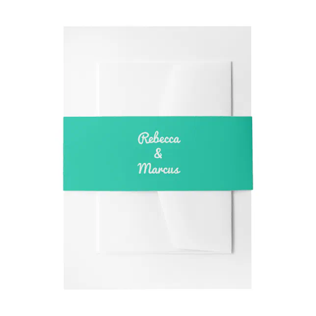 Modern Script Bold Mint Green Typography Wedding Invitation Belly Band ...
