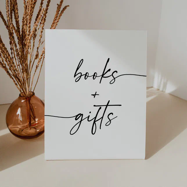 Modern Script Books and Gifts Baby Shower Sign | Zazzle