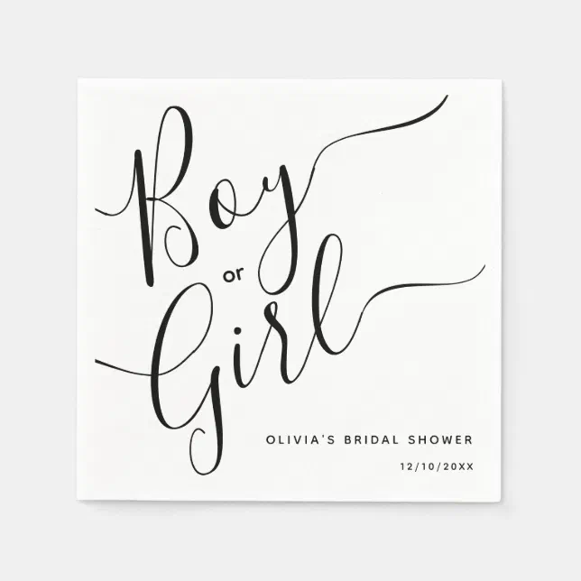 Modern Script Boy Or Girl Gender Reveal Party Napkins | Zazzle