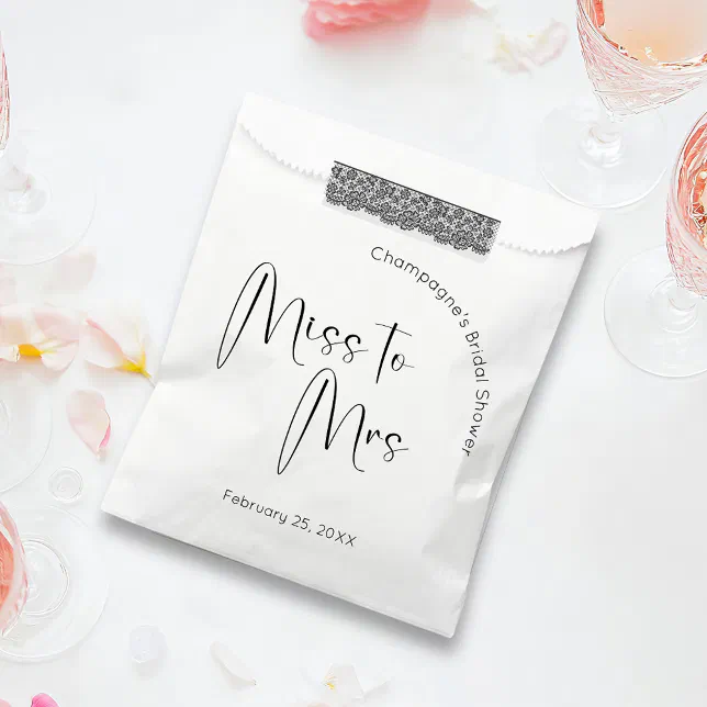 Modern Script Bridal Shower Miss to Mrs Favor Bag | Zazzle