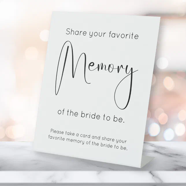Modern Script Bridal Shower Share A Memory Pedestal Sign | Zazzle