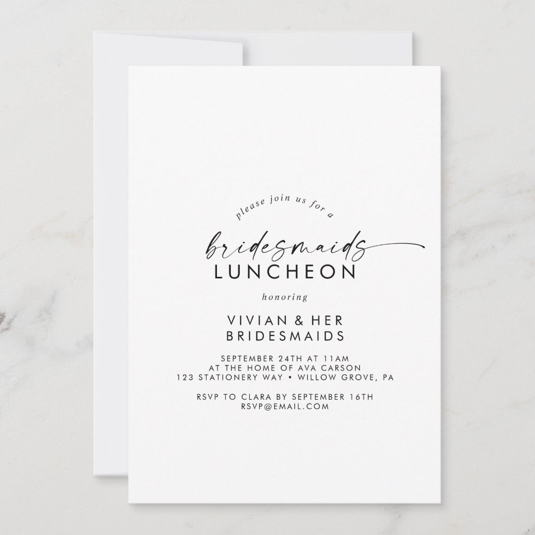 Modern Script Bridesmaids Luncheon Invitation | Zazzle