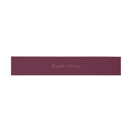 Modern Script Burgundy Gold Wedding Invitation Belly Band | Zazzle