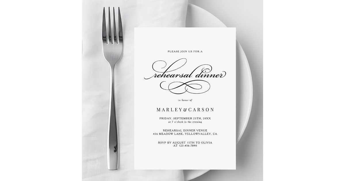 Modern Script Calligraphy Rehearsal Dinner Invitation | Zazzle