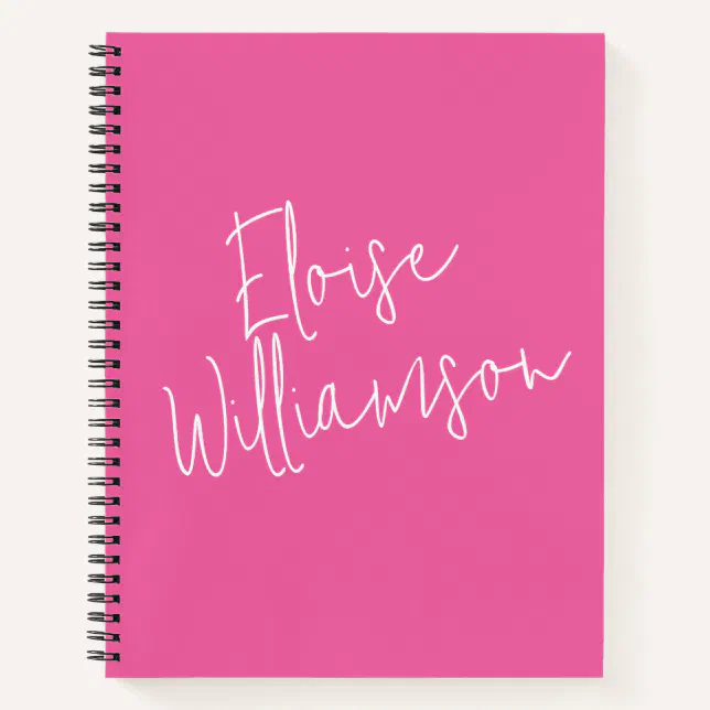 Modern Script Calligraphy Simple Custom Name Pink Notebook | Zazzle