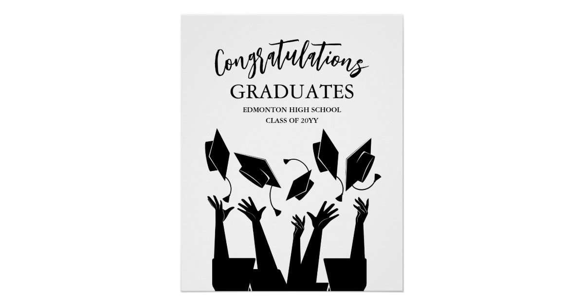 Modern Script Cap Toss School College Graduation Poster | Zazzle