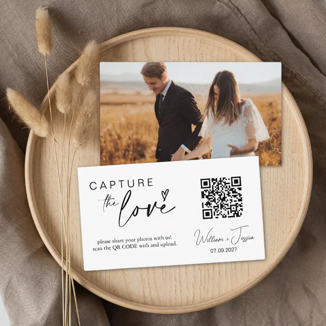Modern Script Capture The Love QR code card | Zazzle