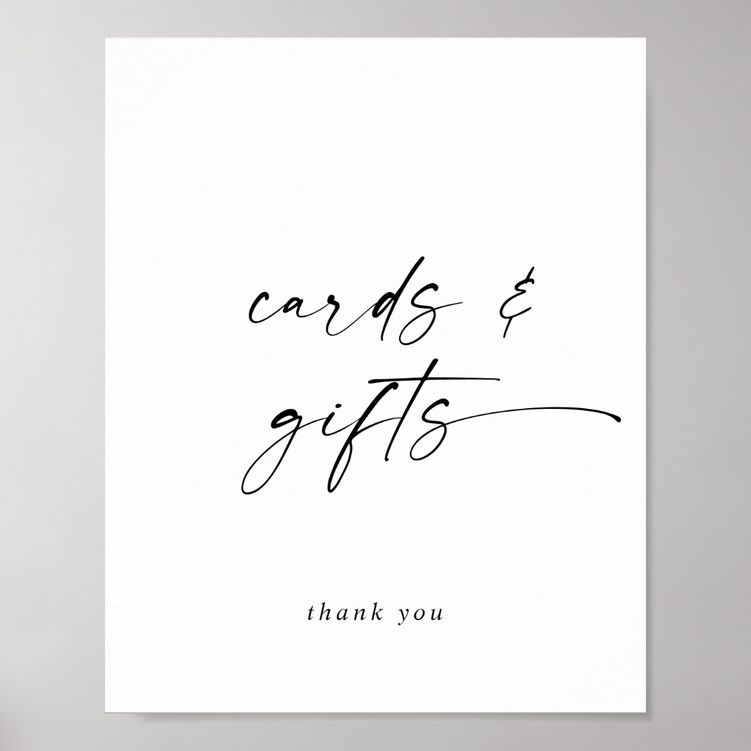 Modern Script Cards and Gifts Sign | Zazzle