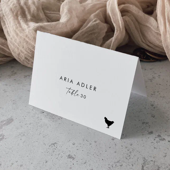 Modern Script Chicken Menu Option Place Cards | Zazzle