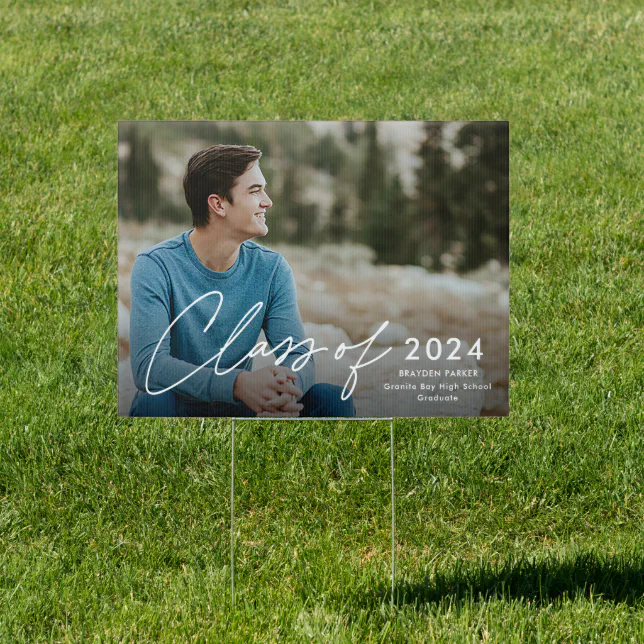 Modern Script class of 2024 Graduation Yard Sign | Zazzle