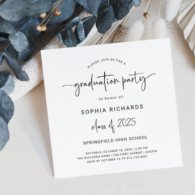 Modern Script | Class of 2025 Graduation Party Invitation | Zazzle