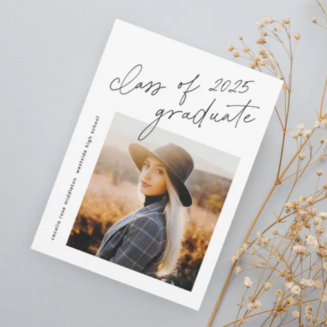 Modern Script Class of 2025 Photo Graduation Invitation | Zazzle