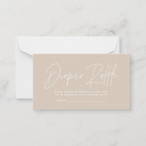 modern script cream baby shower diaper raffle note card | Zazzle