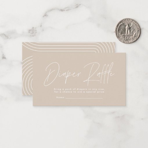 modern script cream baby shower diaper raffle note card | Zazzle