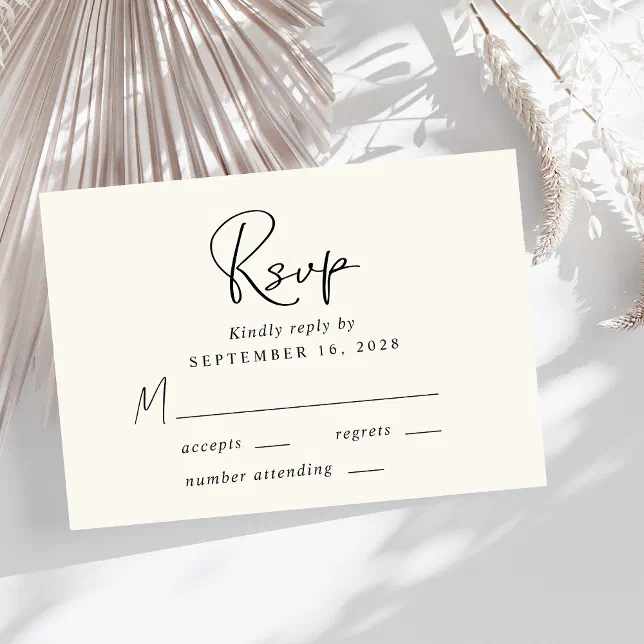 Modern Script Cream Wedding RSVP Card | Zazzle