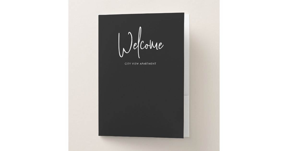 Modern Script Custom Color Minimalist Welcome Pocket Folder | Zazzle
