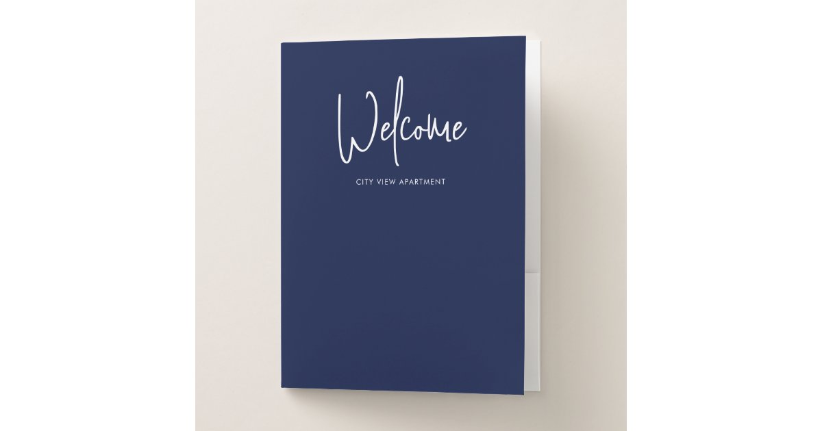 Modern Script Custom Color Minimalist Welcome Pocket Folder | Zazzle