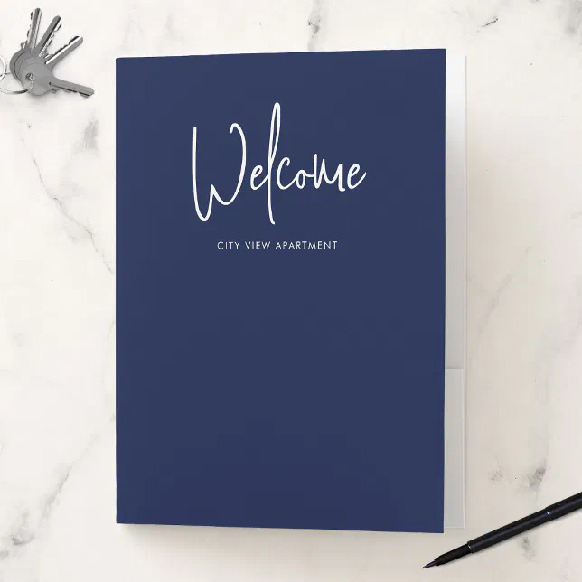 Modern Script Custom Color Minimalist Welcome Pocket Folder | Zazzle