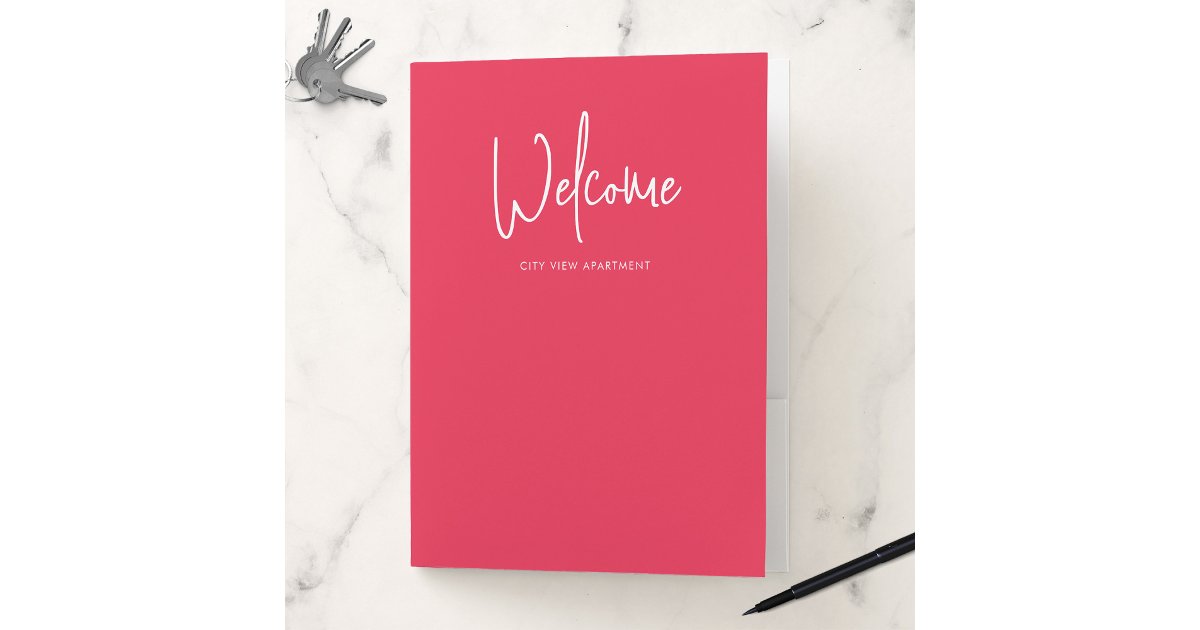 Modern Script Custom Color Minimalist Welcome Pocket Folder | Zazzle