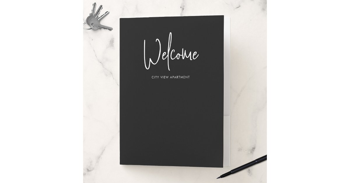 Modern Script Custom Color Minimalist Welcome Pocket Folder | Zazzle