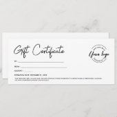 Modern Script Custom Logo Gift Certificate Invitation | Zazzle