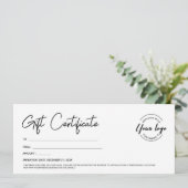 Modern Script Custom Logo Gift Certificate Invitation | Zazzle