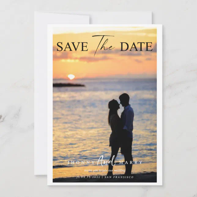 Modern Script Custom Photo Save The Date Cards | Zazzle