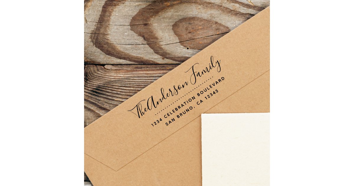 Modern Script | Cute Calligraphy Return Address Rubber Stamp | Zazzle