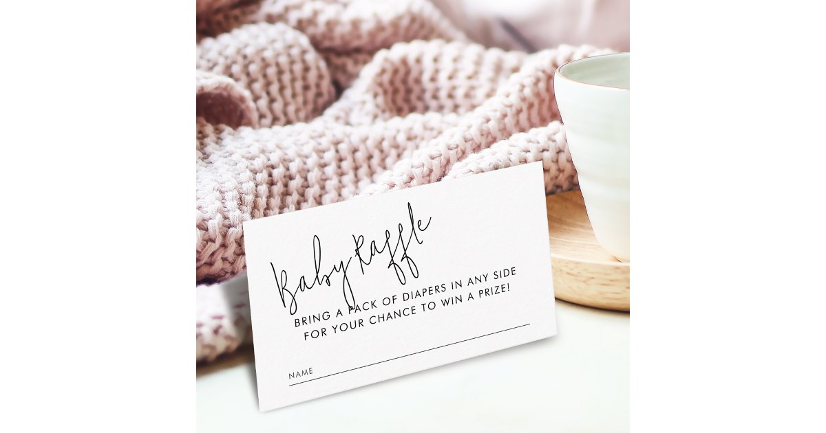 Modern Script Diaper Raffle Enclosure Card | Zazzle