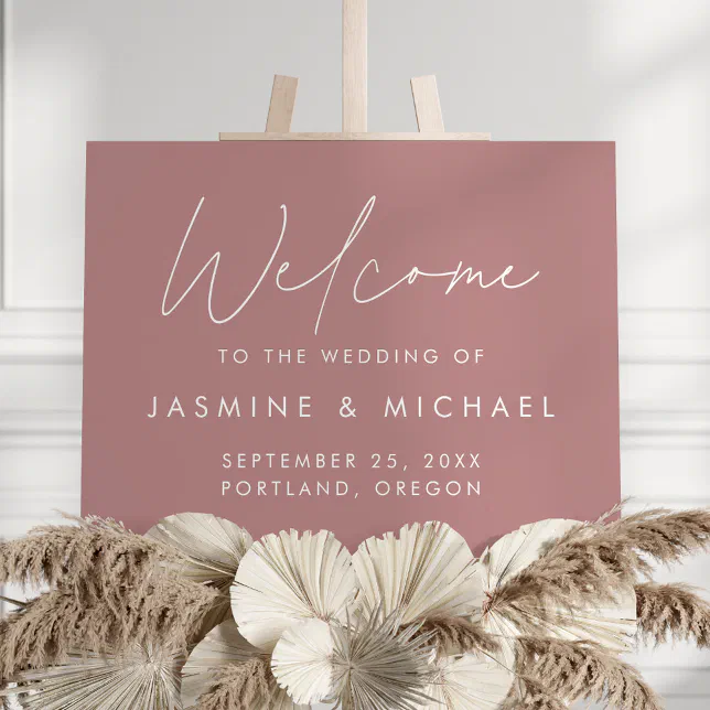 Modern Script Dusty Rose Wedding Welcome Sign | Zazzle