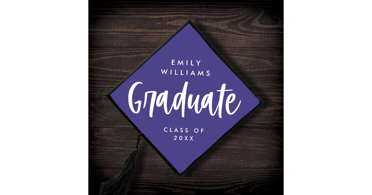 Modern Script Editable Colors Graduate Purple Graduation Cap Topper ...