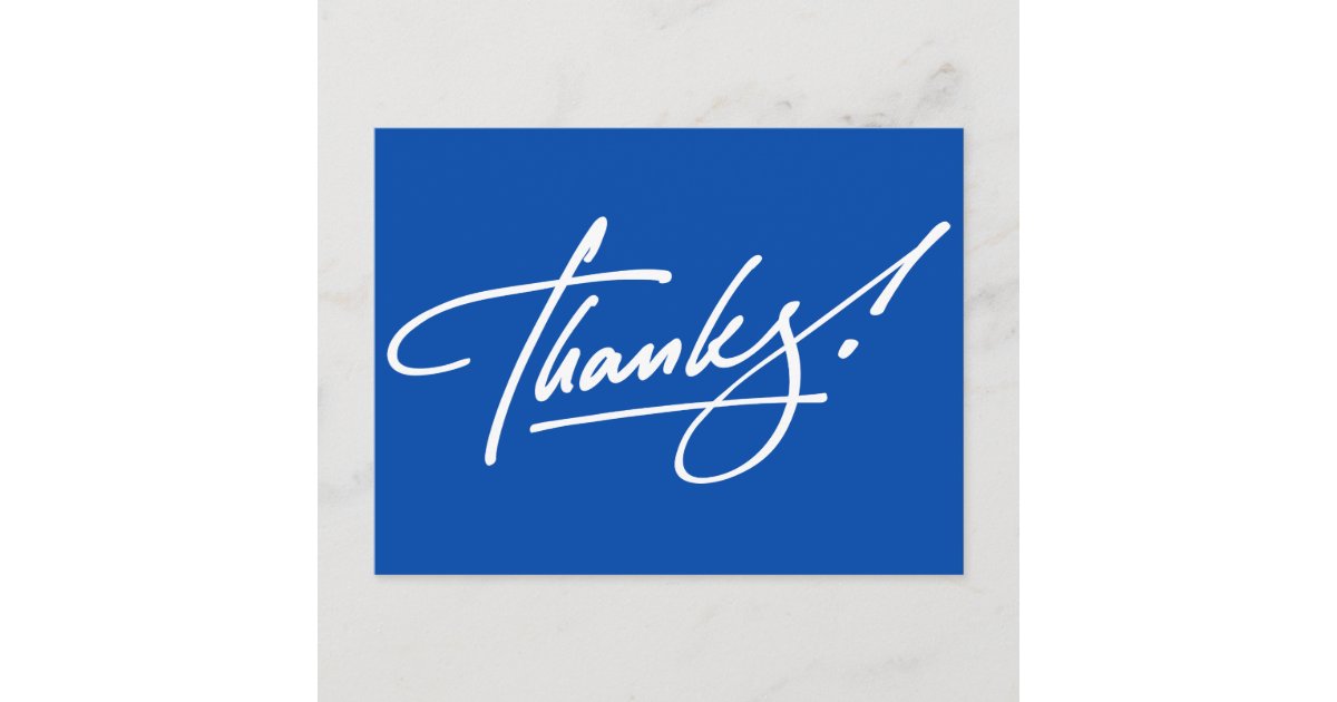 Modern Script Electric Blue Thank You Card | Zazzle