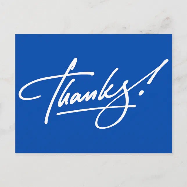 Modern Script Electric Blue Thank You Card | Zazzle