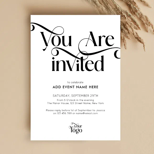 Modern Script Elegant & Chic Business Event Gala Invitation | Zazzle