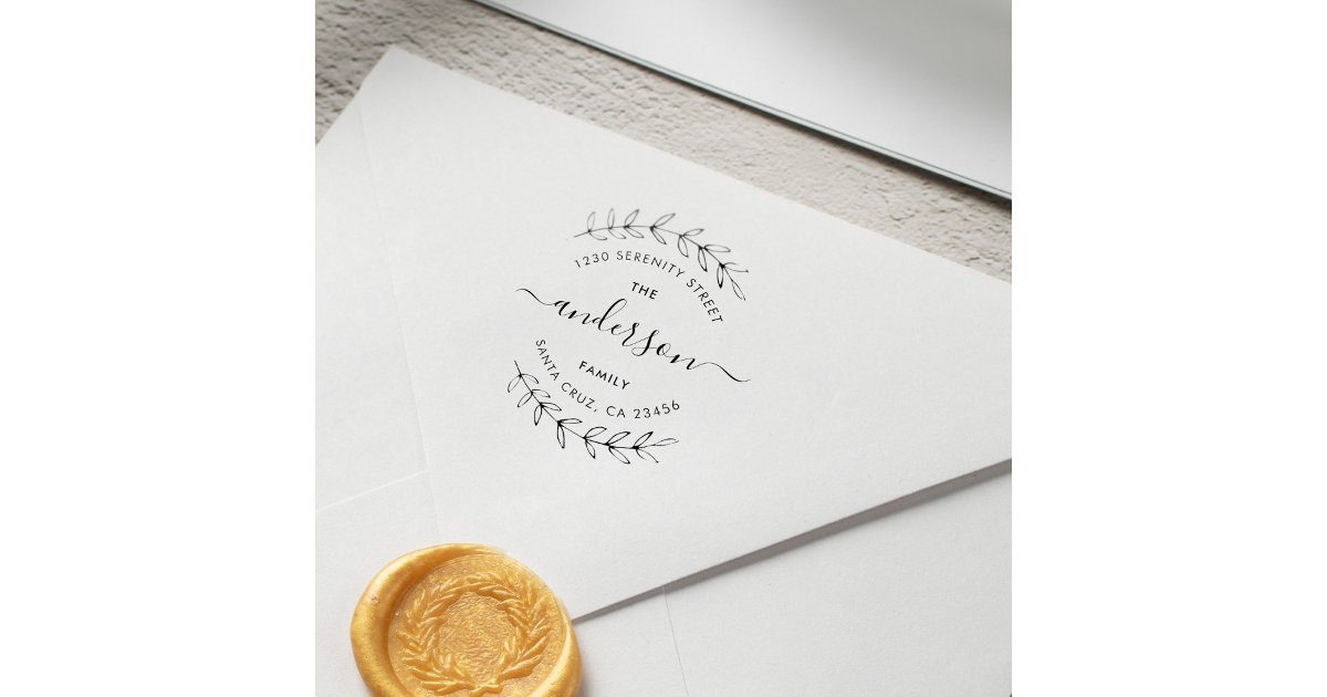 Modern Script Family Name & Custom Return Address Self-inking Stamp ...